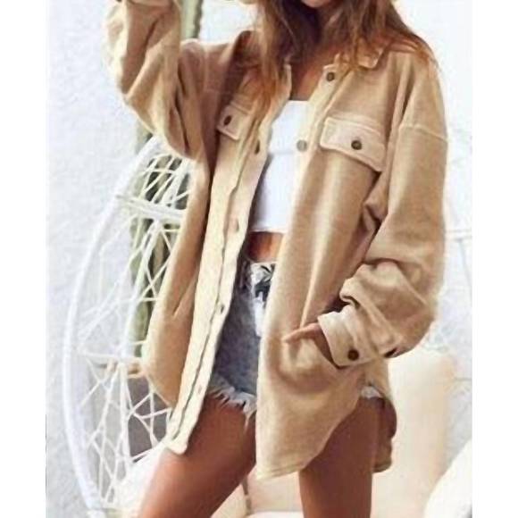 MACARON | Jackets & Coats | New Macaron Plush Shacket In Taupe | Poshmark